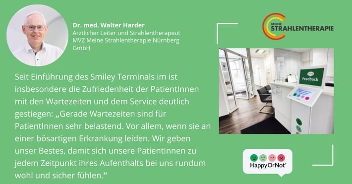 Hohe Patientenzufriedenheit im "MVZ Meine Strahlentherapie Nürnberg - Waschen wie Walter